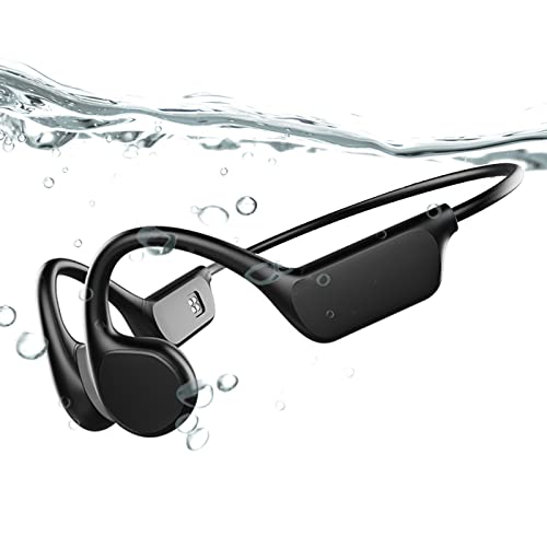 Gogailen Bone Conduction Headphones,IPX8 Waterproof Swimming Headphones Built-in 32GB MP3 Player Bluetooth 5.3,Wireless Open Ear Headset for Swimming,Running,Cycling,Gym Dark