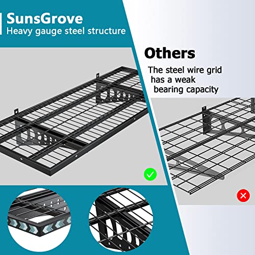 Dtrik Garage Storage Shelving Wall Mounted, 2 Pack 1.5x3.8ft, Loads 500 lbs Heavy Duty Sturdy Shelves, Strong Garage Organiser, Storage Racks Units, Black Metal Floating Adjustable Wall System Shelf