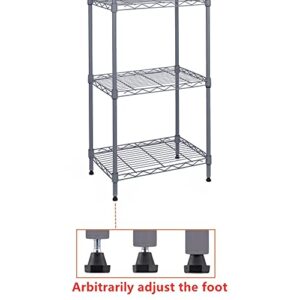 GIOTORENT 6-Tier Standing Shelving Metal Units, Adjustable Height Wire Shelf Display Rack for Laundry Bathroom Kitchen 16.6” x 11.6” x 63” (6-Tier-Down, Gray)