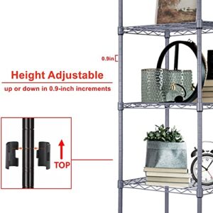 GIOTORENT 6-Tier Standing Shelving Metal Units, Adjustable Height Wire Shelf Display Rack for Laundry Bathroom Kitchen 16.6” x 11.6” x 63” (6-Tier-Down, Gray)