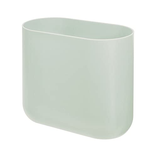 iDesign Recycled Plastic Slim Oval Waste Basket, The Cade Collection – 10.625” x 5.5” x 9.75”, Green