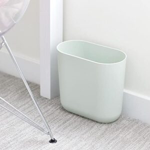 iDesign Recycled Plastic Slim Oval Waste Basket, The Cade Collection – 10.625” x 5.5” x 9.75”, Green