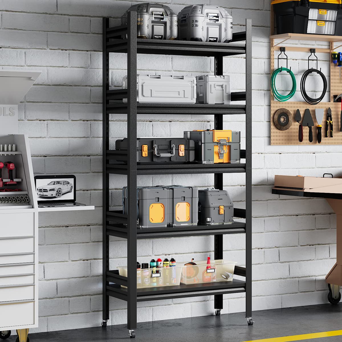 MOLYHOM Storage Shelves Heavy Duty, Garage Storage Racks and Shelving, 5-Tier Metal Shelves for Storage