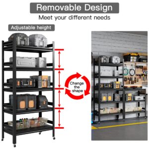 MOLYHOM Storage Shelves Heavy Duty, Garage Storage Racks and Shelving, 5-Tier Metal Shelves for Storage