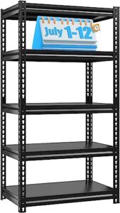 reibii garage shelving heavy duty storage shelves loads 1690 lbs, garage storage shelves adjustable metal shelving heavy duty metal shelves for garage,basement 32" w x 17" d x 72" h,black