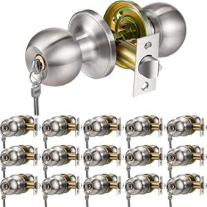 chumia 15 pack door knob with lock key bedroom door lock handle interior exterior keyed door lock knob stainless steel doorknob for front door bedroom bathroom