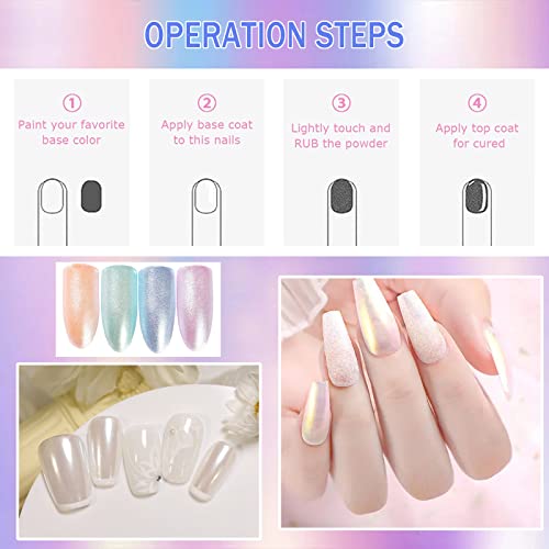 White Pearl Chrome Nail Powder, Pearlescent White Nail Art Jewelry Glitter Powder Symphony Mermaid Pearl Neon Nail Powder, The Powder Is Fine and Shiny, Healthy & Long-lasting for Nail Art Decorations