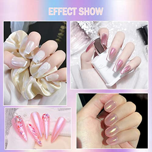 White Pearl Chrome Nail Powder, Pearlescent White Nail Art Jewelry Glitter Powder Symphony Mermaid Pearl Neon Nail Powder, The Powder Is Fine and Shiny, Healthy & Long-lasting for Nail Art Decorations