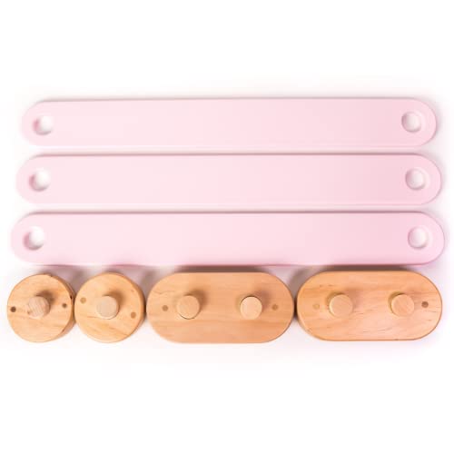 Wooden Balance Beam stepping stones outdoor kids balance board indoor toddler montessori coordination toys gross motor equipment for Kids Furniture gymnastics balance game (3 Balance beam, Pink)