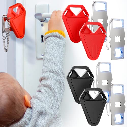 Portable Door Lock for Travel Essential: 4Pack Upgraded Hotel Home Security Safety Locks from Inside Apartment Traveling Front Door Room Security Devices Travel Gifts for Travelers Women