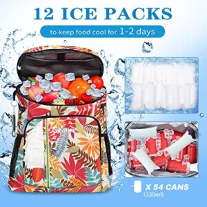 Scothen Cooler Backpack with 12 Ice Packs - Keeps 54 Cans Cold for Up to 24 Hours - Waterproof & Leak Proof Insulated Backpack Cooler -Lightweight Lunch Backpack for Men Women Beach Hiking Camping