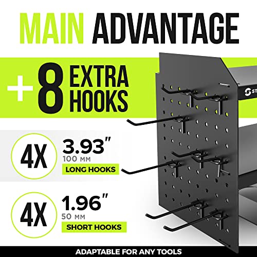 STURDY Power Tool Organizer Wall Mount - Heavy Duty Garage Organizer - Drill Holder - Tool Storage Rack for Handheld and Power Tools - Drill Storage Rack for Garage Organization (8 hooks)