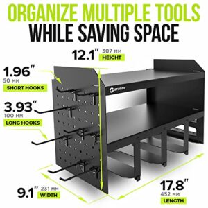 STURDY Power Tool Organizer Wall Mount - Heavy Duty Garage Organizer - Drill Holder - Tool Storage Rack for Handheld and Power Tools - Drill Storage Rack for Garage Organization (8 hooks)