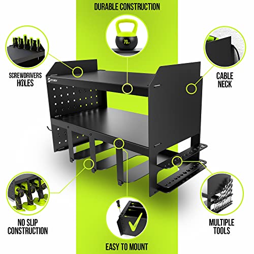 STURDY Power Tool Organizer Wall Mount - Heavy Duty Garage Organizer - Drill Holder - Tool Storage Rack for Handheld and Power Tools - Drill Storage Rack for Garage Organization (8 hooks)