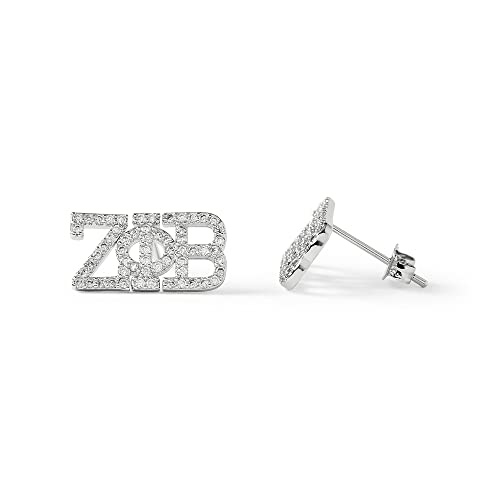 Sorority Shop Zeta Phi Beta Earrings — ZPB White Gold Plated Sorority Gifts Earrings, Long-Lasting Zeta Phi Beta Gifts for Women