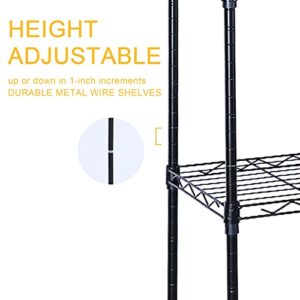 YSSOA Heavy Duty 6-Shelf Shelving with Wheels, with Hanging Hooks, Wire Shelving, Adjustable Storage Units, 17'' D x 11'' W x 63'' H, 6 Tier, Black