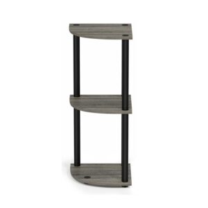 Furinno Turn-N-Tube No Tool 3-Tier Storage Shelf, Narrow, Espresso/Black & Turn-N-Tube 3-Tier Corner Display Rack Multipurpose Shelving Unit, French Oak Grey/Black, Model:12077GYW/BK