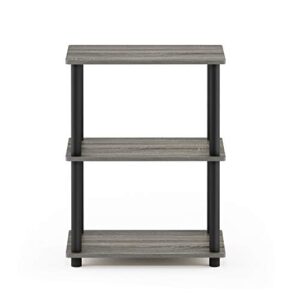 Furinno Turn-N-Tube No Tool 3-Tier Storage Shelf, Narrow, Espresso/Black & Turn-N-Tube 3-Tier Corner Display Rack Multipurpose Shelving Unit, French Oak Grey/Black, Model:12077GYW/BK