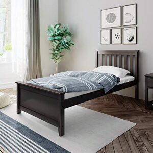 Max & Lily Twin Bed, Bed Frame with Headboard for Kids with Trundle, Slatted, Espresso & Twin Bed, Bed Frame with Headboard for Kids, Slatted, Espresso