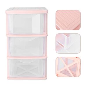 DOITOOL Three- Layer Storage Drawers- Transparent Plastic Drawers Organizer- Multifunction Plastic Drawers Kitchen Pantry Storage Cabinet for Kitchen, Bathroom, Vanity, Desk ( Pink )