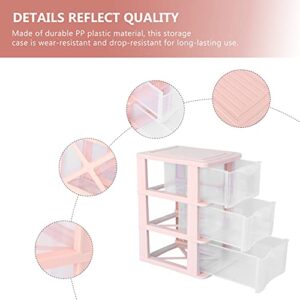 DOITOOL Three- Layer Storage Drawers- Transparent Plastic Drawers Organizer- Multifunction Plastic Drawers Kitchen Pantry Storage Cabinet for Kitchen, Bathroom, Vanity, Desk ( Pink )