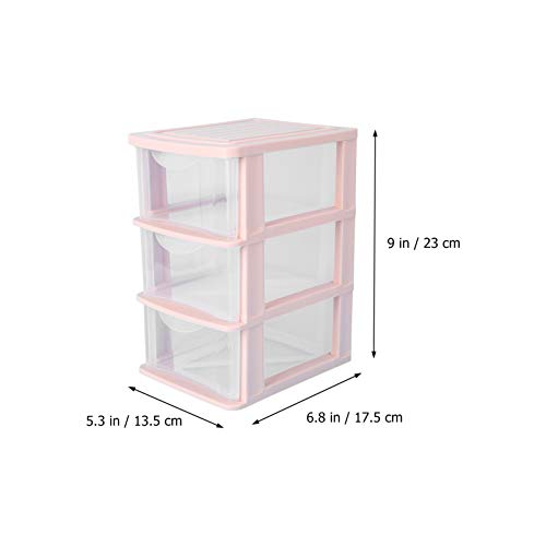 DOITOOL Three- Layer Storage Drawers- Transparent Plastic Drawers Organizer- Multifunction Plastic Drawers Kitchen Pantry Storage Cabinet for Kitchen, Bathroom, Vanity, Desk ( Pink )