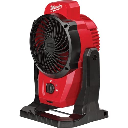 Milwaukee M12 Mounting Fan - Bare Tool Only, No Charger, No Battery, Red, Medium