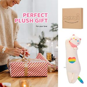 Mewaii Rainbow Cat Plush Body Pillow - 25" Rainbow Cat Stuffed Animals Squishy Pillow, Cute Plushies Cuddle Pillow for Kids, Long Cat Pillow Plush Toys, Birthday Gifts for Women, Girls and Males