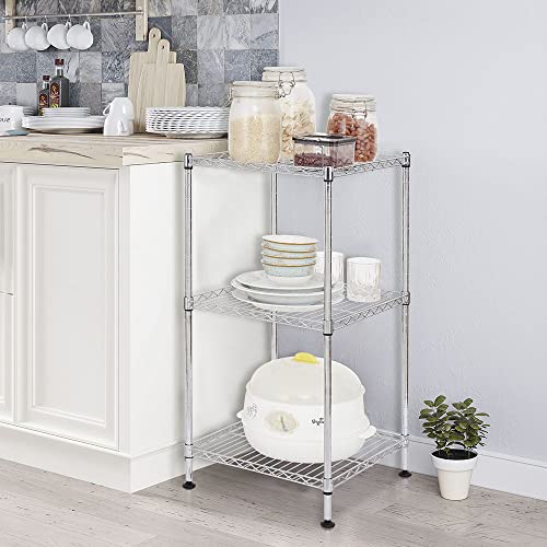 COOBL 14" L×14" W×28" H Wire Shelving Unit Metal Shelf with 3-Tier Steel Wire Shelving Tower (Silver)