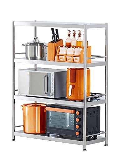 susunnus Stainless Steel Shelves 4 Tier Storage Shelves for Kitchen Garage Shelves Heavy Duty Shelving Metal Shelving Units and Storage Kitchen Industrial Storage Rack