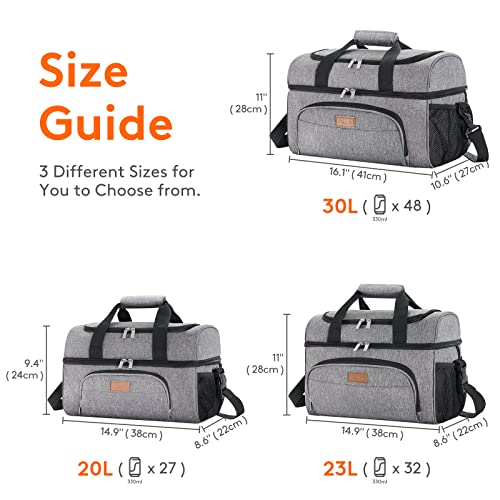 Lifewit 40L Cooler Bag, Bundle with 23L Cooler Bag, Grey