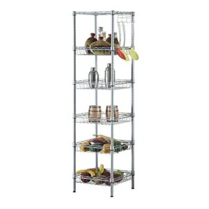 ynredee 6 tier shelving storage unit storage rack,adjustable heavy duty metal shelf wire storage rack for home office garage kitchen bathroom organization