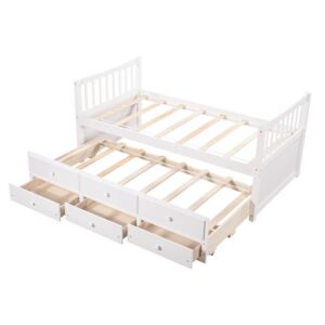 n/a Bed Frame Captain's Bed Twin Daybed Bed Frame with Storage Drawers Trundle Bed Modern for Bedroom Home Furniture