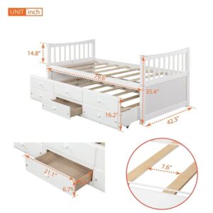 n/a Bed Frame Captain's Bed Twin Daybed Bed Frame with Storage Drawers Trundle Bed Modern for Bedroom Home Furniture