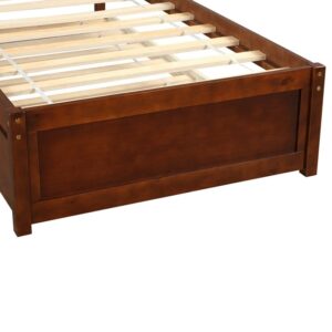 n/a Twin Size Platform Bed Wood Bed Frame with Trundle, Pine