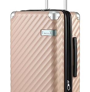 LUGGEX Pink Carry On Luggage 22x14x9 - PC Expandable Hard Shell Suitcase with Spinner Wheels