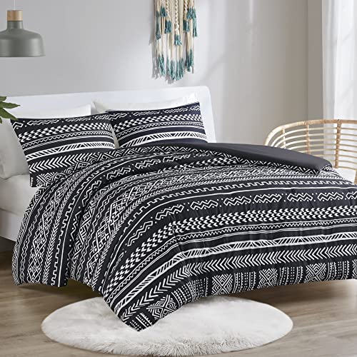 Codi Soleil Aztec Comforter Set Twin Size, Black Boho Folkloric Art Pattern Bedding, Soft Microfiber Fill Bed Sets, 1 Comforter & 1 Pillowcase(68x90 Inches)