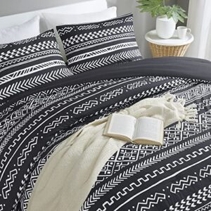 Codi Soleil Aztec Comforter Set Twin Size, Black Boho Folkloric Art Pattern Bedding, Soft Microfiber Fill Bed Sets, 1 Comforter & 1 Pillowcase(68x90 Inches)