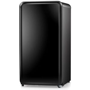 havato 3.2 cu. ft adjustable thermostat control small refrigerator, compact mini fridge with freezer, retro recessed handles mini refrigerator for bedroom, dorm, office, rv, (black)