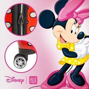 FUL Disney Minnie Mouse 29 Inch Rolling Luggage, Polka Dot Printed Hardshell Suitcase with Wheels, Red