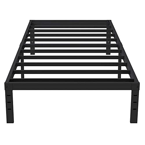 Eavesince Twin Bed Frames No Box Spring Needed 14 Inch High Max 1000 Pound Heavy Duty Metal Twin Size Platform Easy Assembly Noise Free Black