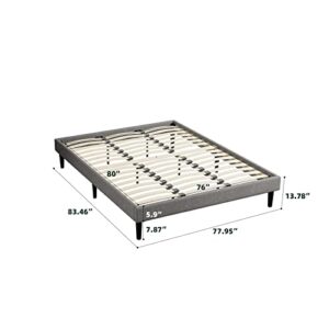 Hope & Living California King Bed Frame - Upholstered Low Profile Platform Bed, Camas King,Mattress Foundation, Strong Wood Slat Support Bed Frames, No Box Spring Needed, Noise Free,Easy Assembly