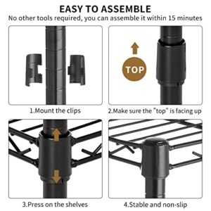 YYkokocat 6-Tier Wire Shelving Unit 2100Lb Capacity Adjustable Storage Shelves Heavy Duty Storage Rack with Wheels NSF Metal Shelf for Closet Kitchen Garage Basement, 82" H x 48" L x 18" D- Black