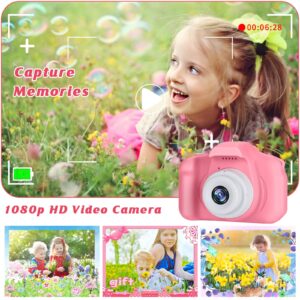 Kids Camera for Boys and Girls, SINEAU Digital Camera for Kids Toy Gift, Toddler Camera Christmas Birthday Gifts for Age 3-12 with 32GB SD Card, Video Recorder 1080P IPS 2 Inch(Pink)