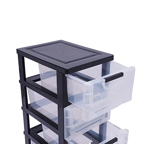 Plastic Storage Cabinet 5 Drawers Plastic Drawer Organizer Clear Storage Tower for Living Room Bedroom Office 11.81*15.75*33.07in