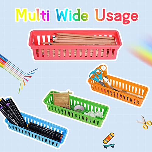 ZZYFGH 12 Pack Pencil Holder for Kids Desk, Colorful Pen Baskets Tray for Organizing Classroom Supplies