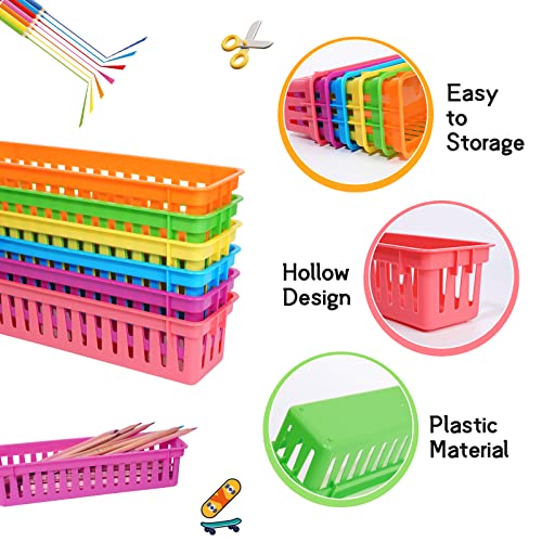 ZZYFGH 12 Pack Pencil Holder for Kids Desk, Colorful Pen Baskets Tray for Organizing Classroom Supplies