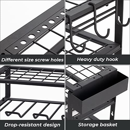 TreeLen Power Tool Organizer Wall Mount, Power Tool Holder 3 Layers Heavy Duty Drill Holder Suitable for Garage, Workshop and Warehouse