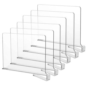 likeu shelf dividers for closets,clear acrylic shelf divider for wood shelves and clothes organizer/purses separators perfect for kitchen cabinets and bedroom organizer,6 pcs