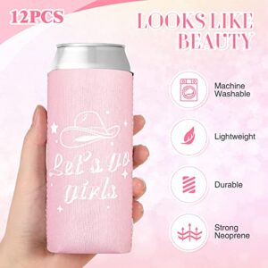 Youyole 12 Pcs Disco Bachelorette Party Can Sleeves Let's Go Girl Beverage Cowgirl Coolers Bride Insulated Beer Cooler for Bridal Shower Supplies Favors Decorations, 5.12 x 3.54 inches